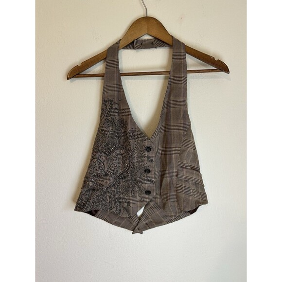 FANG | Tops | Y2k Fang Halter Vest Waistcoat Crop Grunge Goth Steampunk ...
